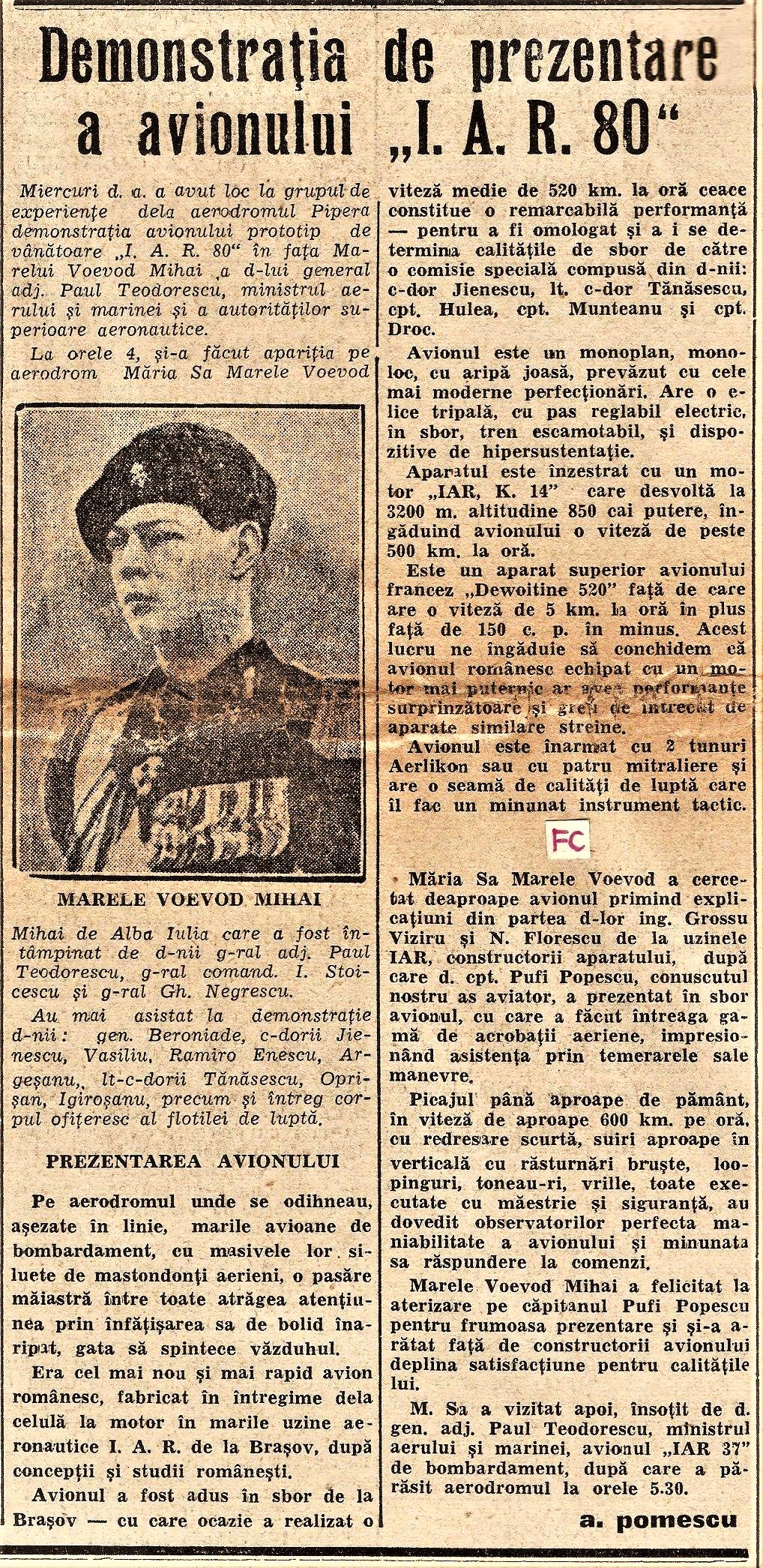 Articole reviste, Fotografii - IAR 80 FLY AGAIN